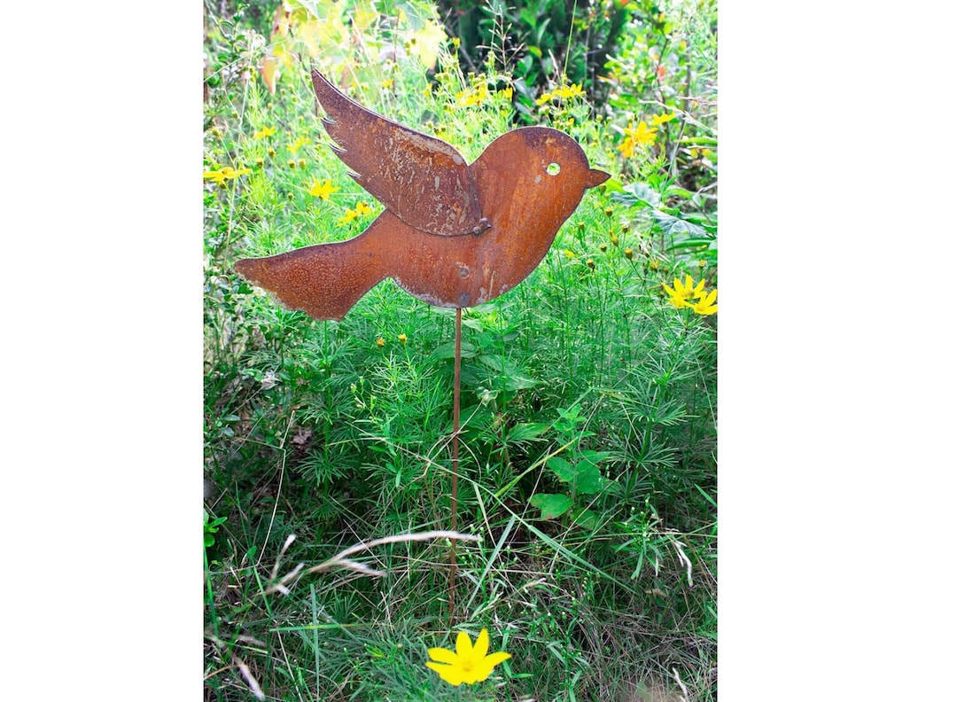 Metal Plug Bird Patina Garden Stake Height 60 Cm - Etsy