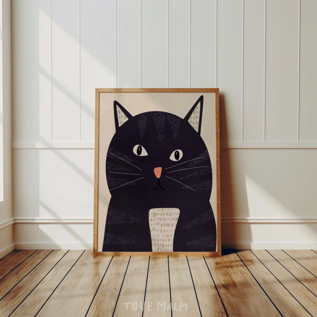 Suspicious Cat Poster, Whimsical Wall Print, Funny Kitty Decor, Perfect ...