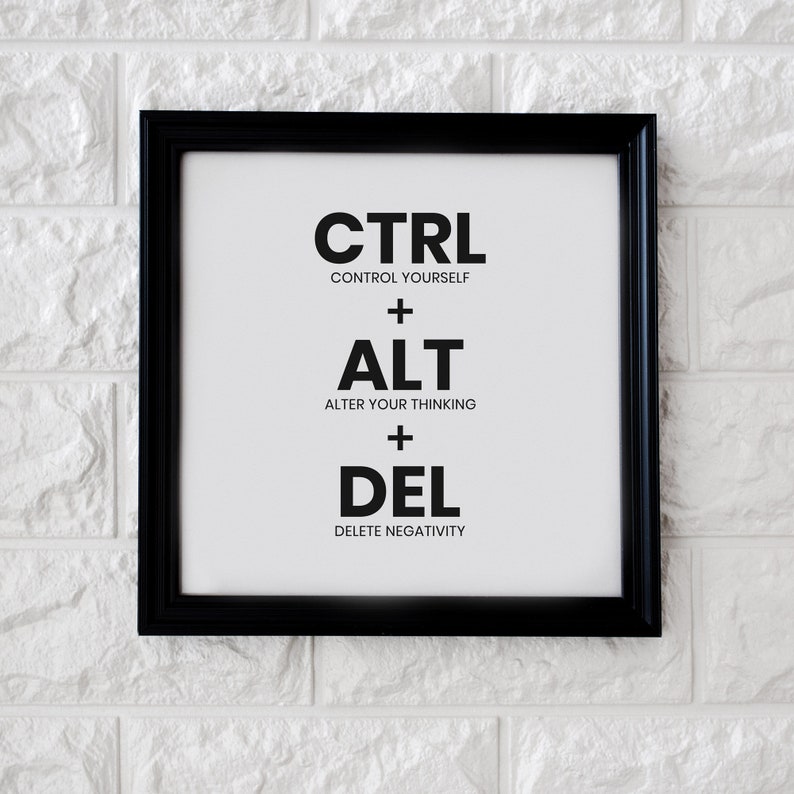 Ctrl Alt Del Sign Printable Wall Art | Motivational Minimalist ...