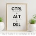 Ctrl Alt Del Sign Printable Wall Art | Motivational Minimalist ...