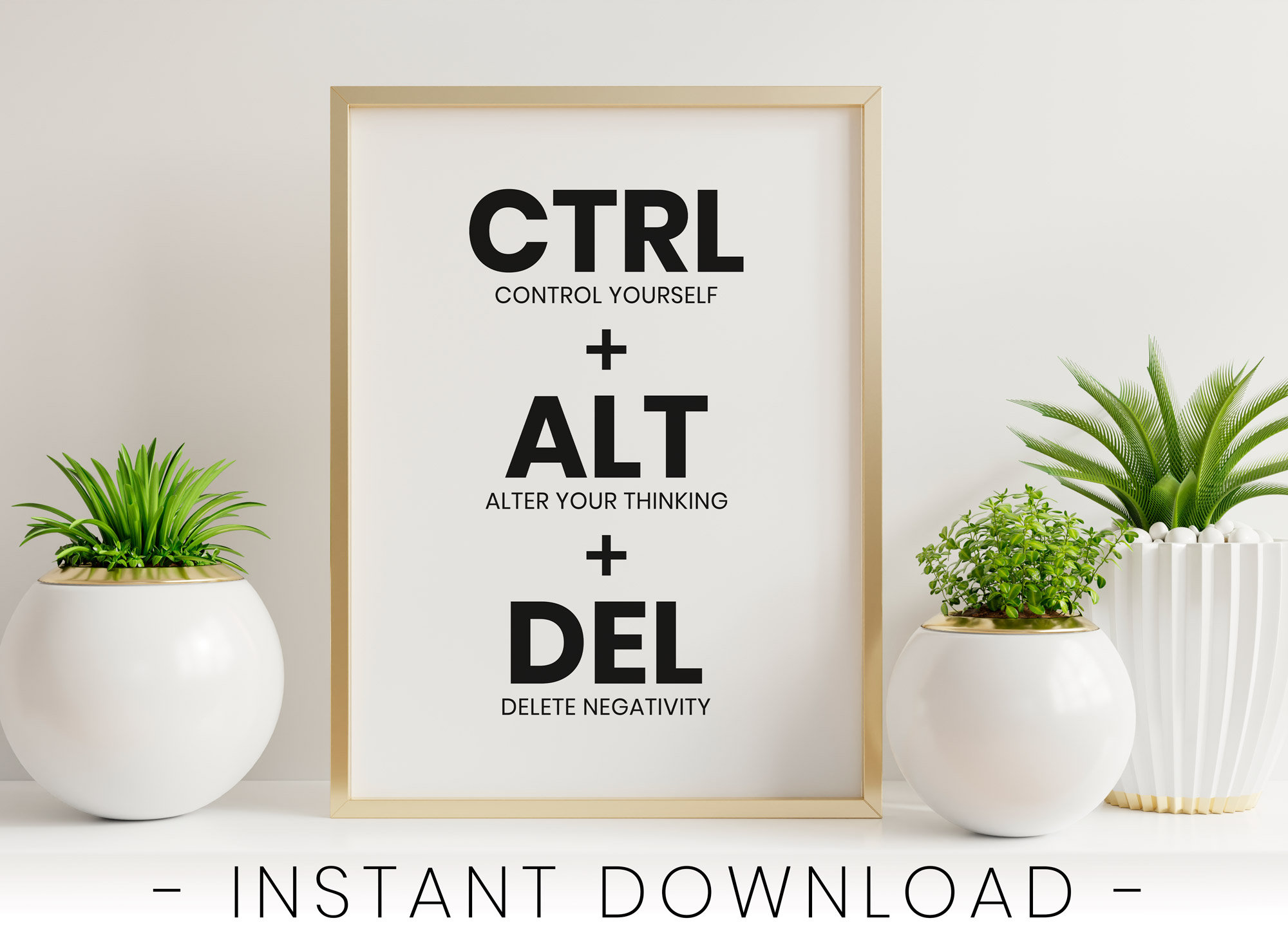 Ctrl Alt Del Sign Printable Wall Art | Motivational Minimalist ...