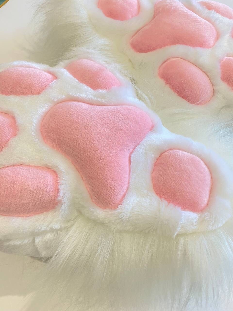 White Pink Fur Paws Without Claws Indoor Fursuit Feet Paws - Etsy