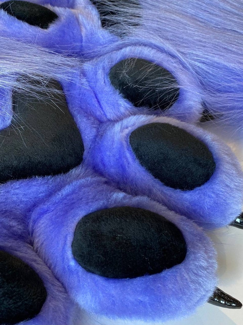 Purple Black Fur Paws With Claws Fursuit Hand Paws Cat Paws - Etsy