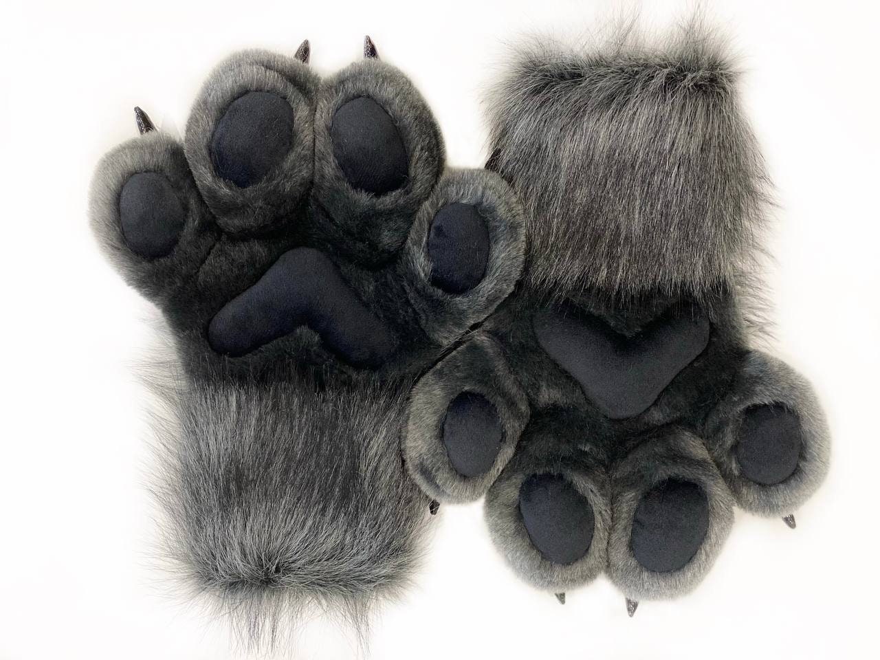 Gray Black Fur Paws With Claws Fursuit Hand Paws Cat Paws - Etsy