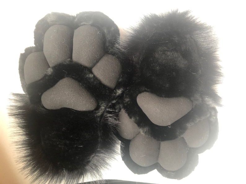 Black Fur Paws Without Claws Indoor Fursuit Feet Paws Fluffy - Etsy