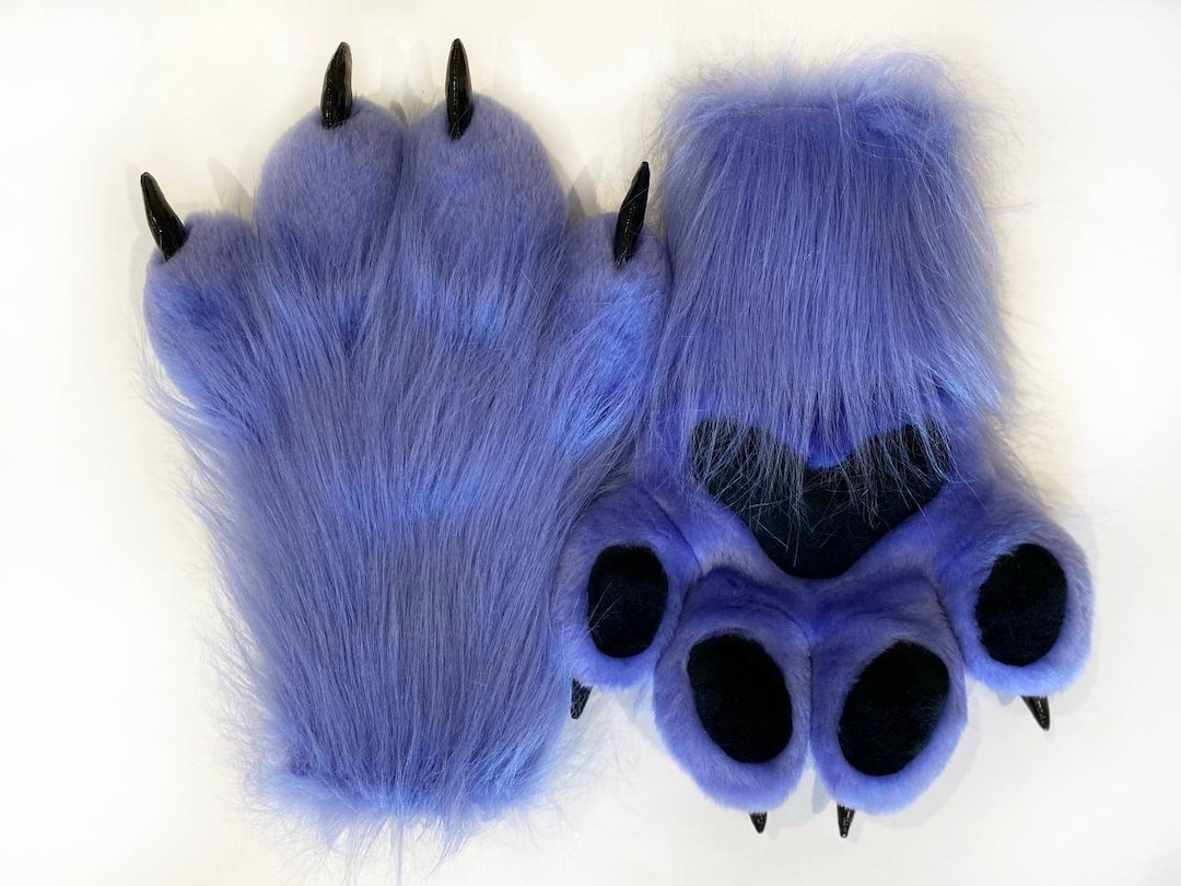 Purple Black Fur Paws With Claws Fursuit Hand Paws Cat Paws - Etsy