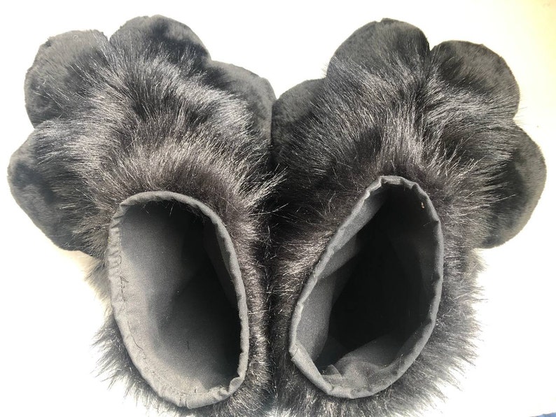 Black Fur Paws Without Claws Indoor Fursuit Feet Paws Fluffy - Etsy