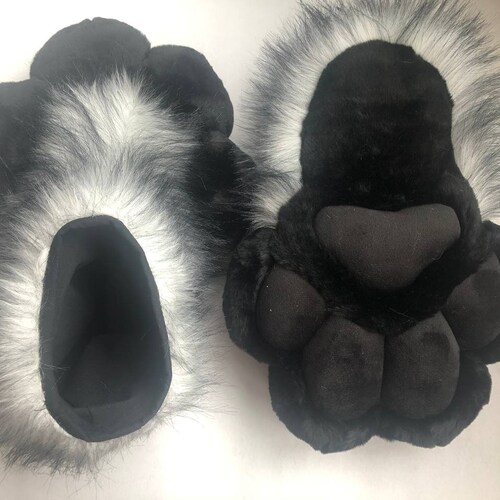 Gray Black Fur Paws Without Claws Indoor Fursuit Feet Paws - Etsy
