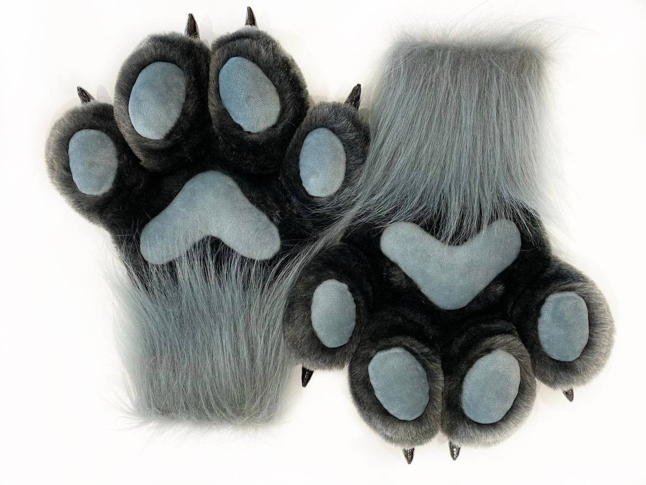 Gray Fur Paws With Claws Fursuit Hand Paws Cat Paws Furry - Etsy