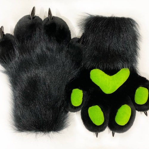 Gray White Fur Paws With Claws Fursuit Hand Paws Cat Paws - Etsy