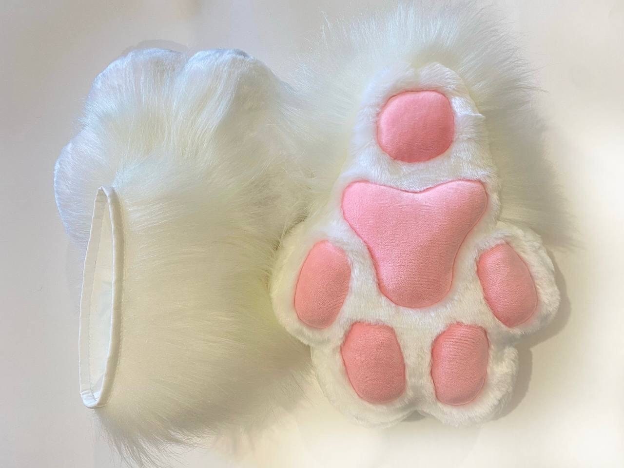 White Pink Fur Paws Without Claws Indoor Fursuit Feet Paws - Etsy