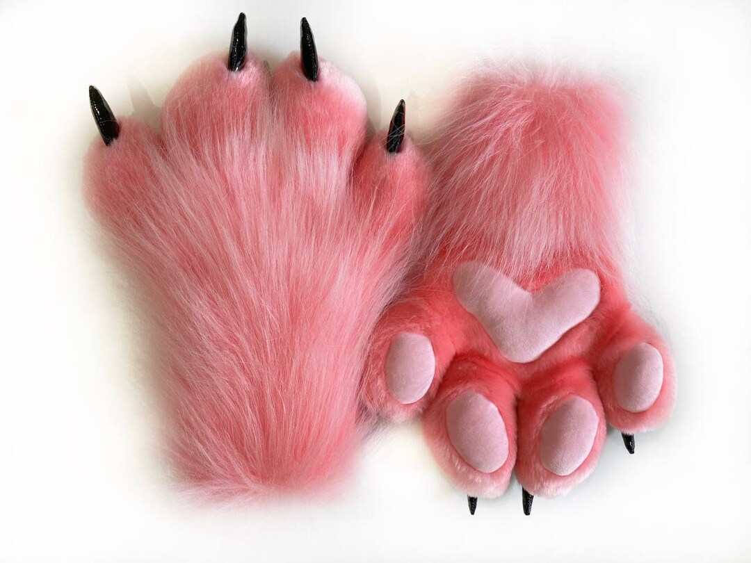 Pink Fur Paws With Claws Fursuit Hand Paws Cat Paws Furry Fursuit Paws ...