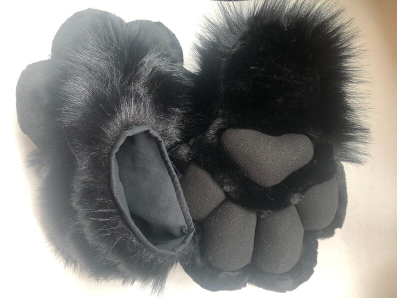 Black Fur Paws Without Claws Indoor Fursuit Feet Paws Fluffy - Etsy
