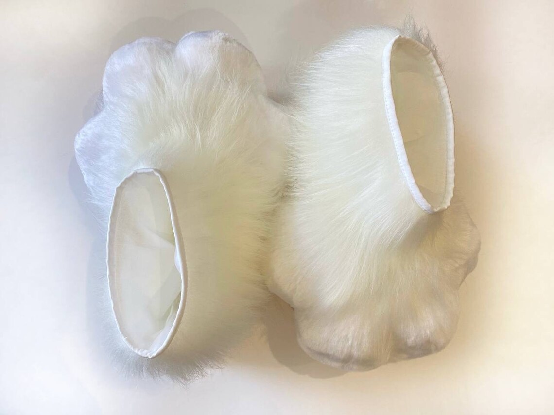 White Pink Fur Paws Without Claws Indoor Fursuit Feet Paws - Etsy
