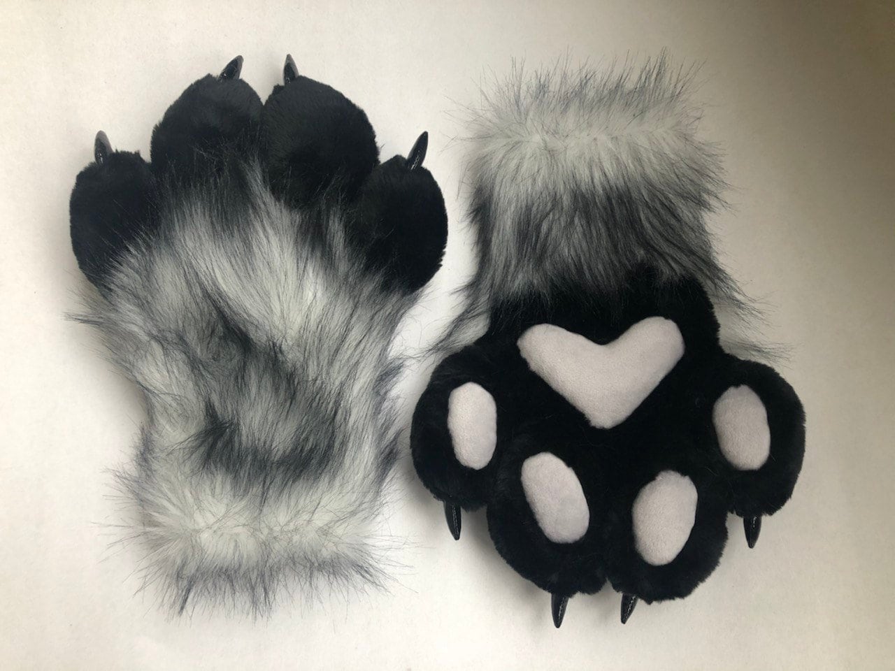 White Black Gray Fur Paws With Claws Fursuit Hand Paws Cat - Etsy