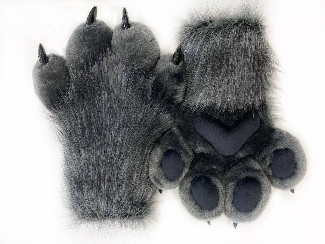 Gray Black Fur Paws With Claws Fursuit Hand Paws Cat Paws Furry Fursuit ...