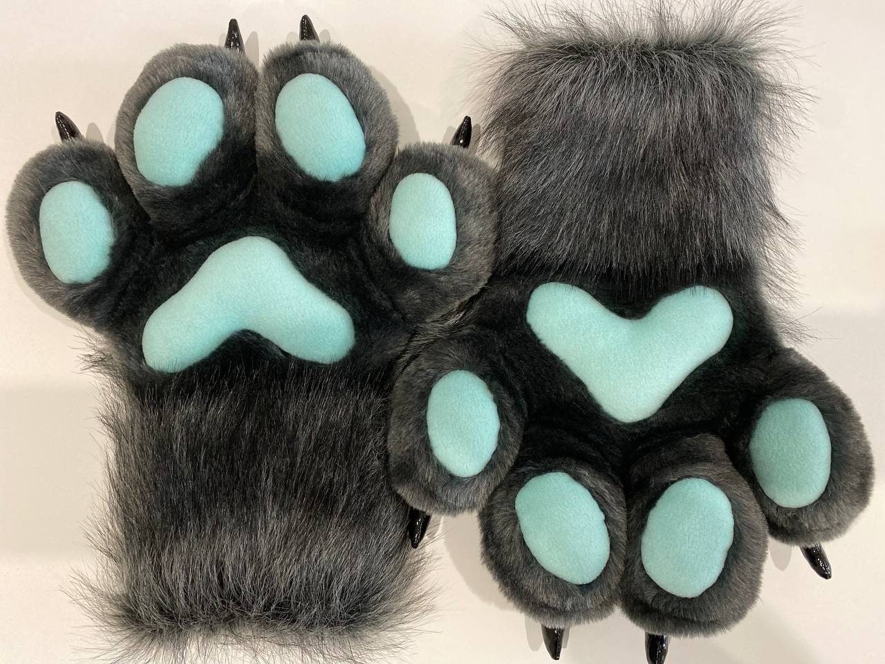 Gray Mint Fur Paws With Claws Fursuit Hand Paws Cat Paws Furry - Etsy