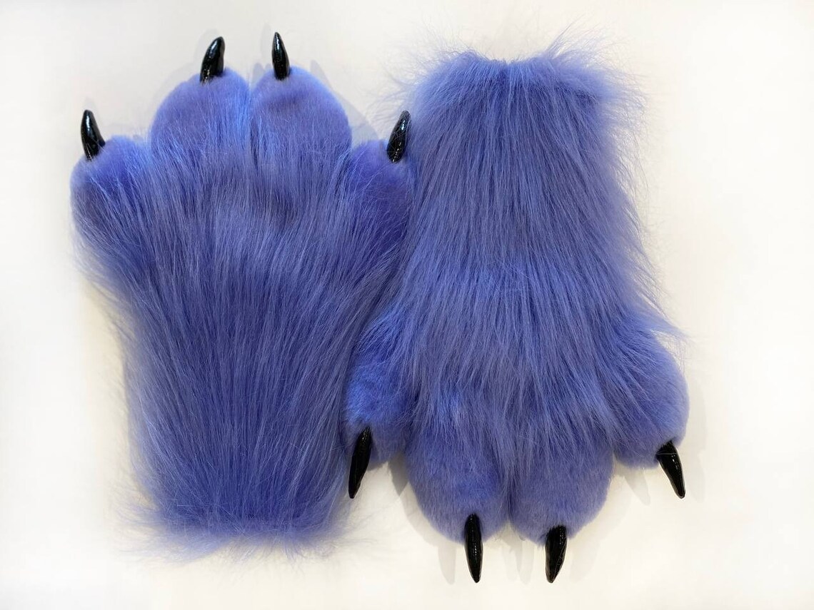 Purple Black Fur Paws With Claws Fursuit Hand Paws Cat Paws - Etsy