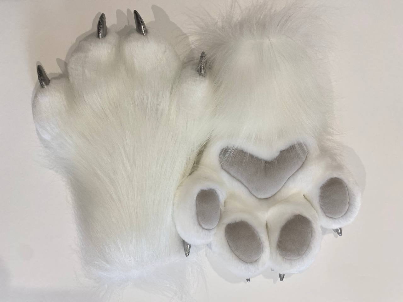 Gray White Fur Paws With Claws Fursuit Hand Paws Cat Paws - Etsy