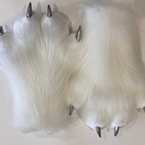 Gray White Fur Paws With Claws Fursuit Hand Paws Cat Paws - Etsy