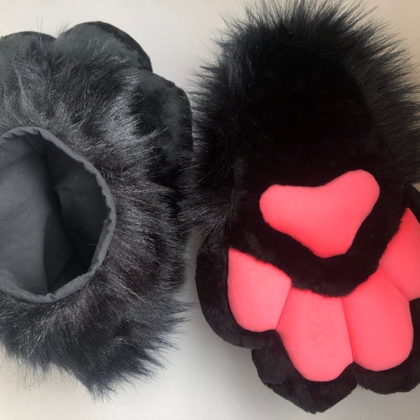Furry Feet Paws Premade Black and Pink - Etsy