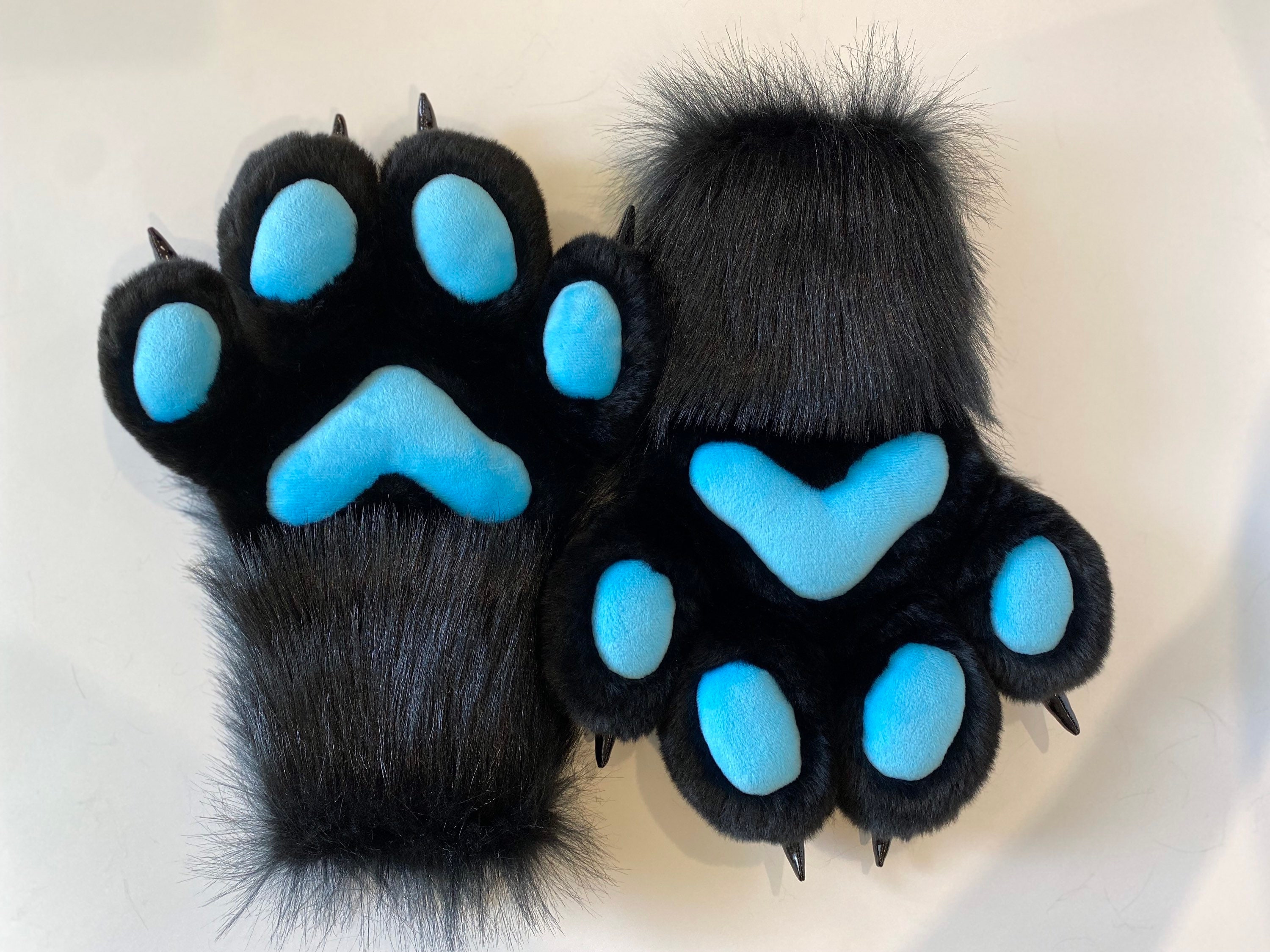 Black Blue Fur Paws With Claws Fursuit Hand Paws Cat Paws - Etsy