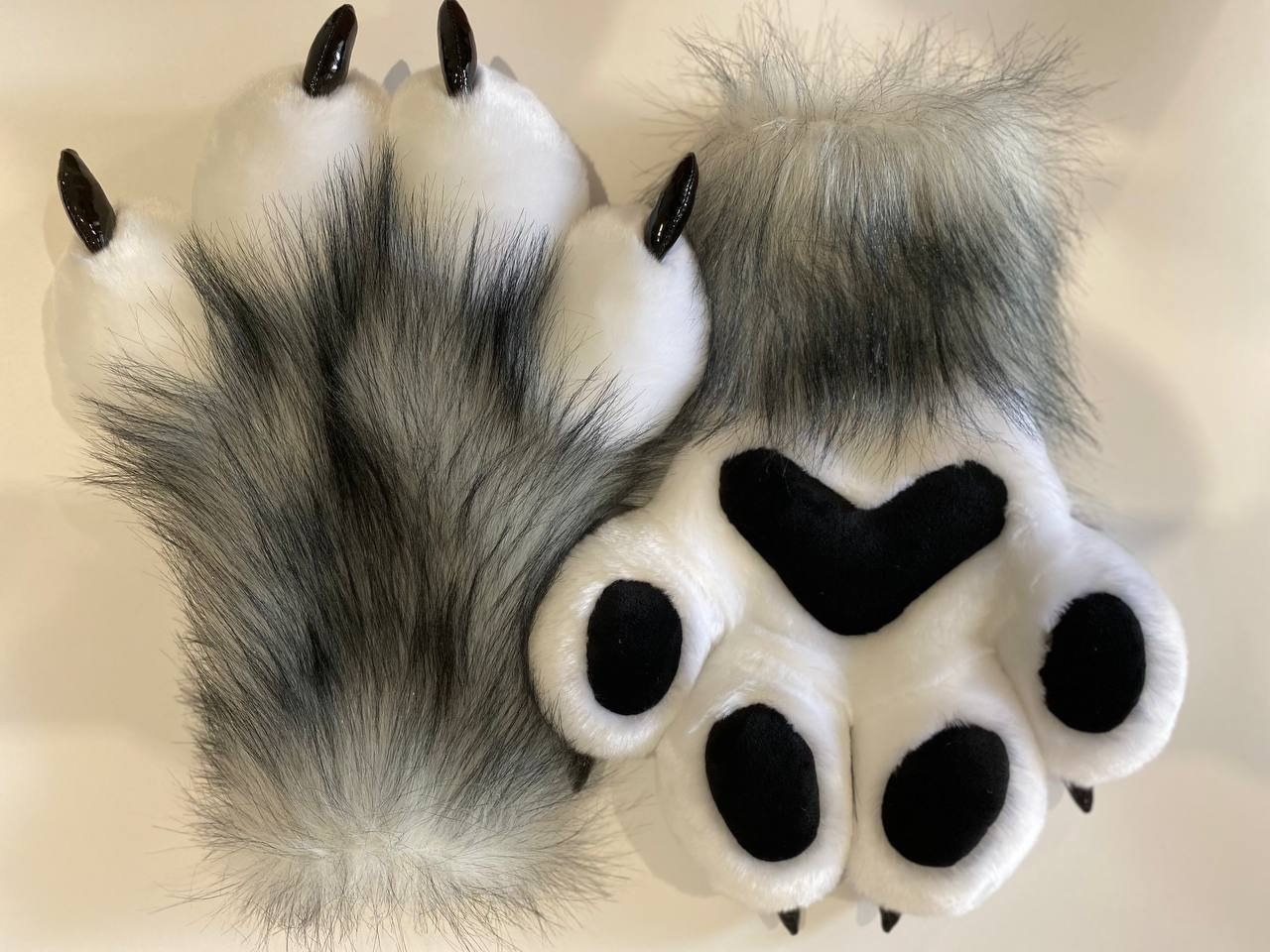 Gray Black White Fur Paws With Claws Fursuit Hand Paws Cat - Etsy