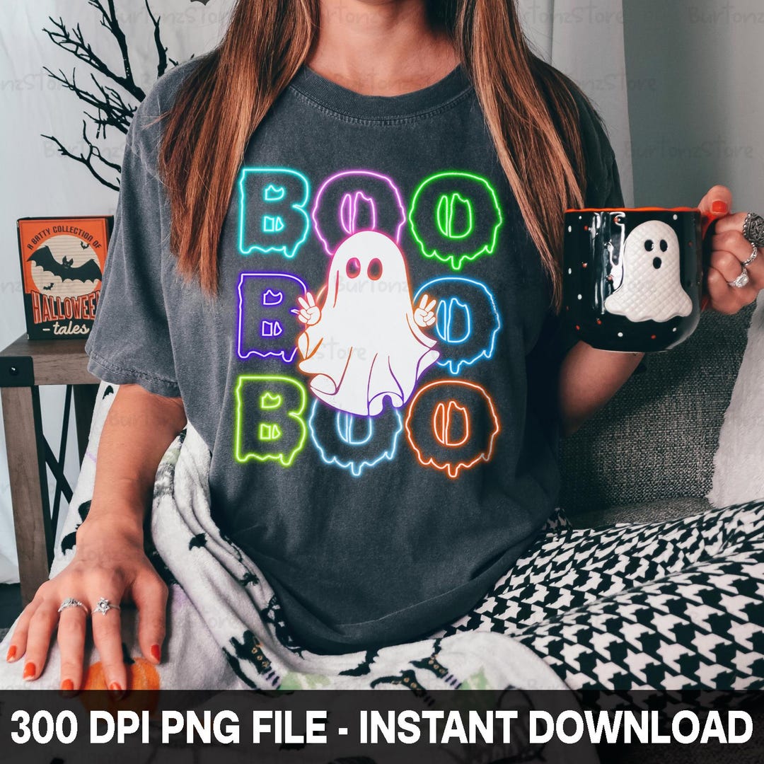 Halloween Boo Neon Png, Neon Halloween Ghost Png, Halloween Ghost Neon ...