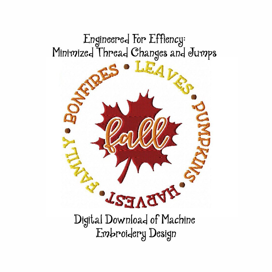 Fall Circle of Words Machine Embroidery Design Instant - Etsy