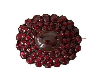 Antique Victorian Bohemian Garnet Tiered Brooch, Deep Red Pyrope Garnet ...