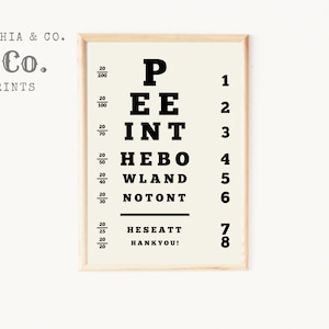 Snellen Eye Chart Print Funny Bathroom Decor Humorous Wall Art ...