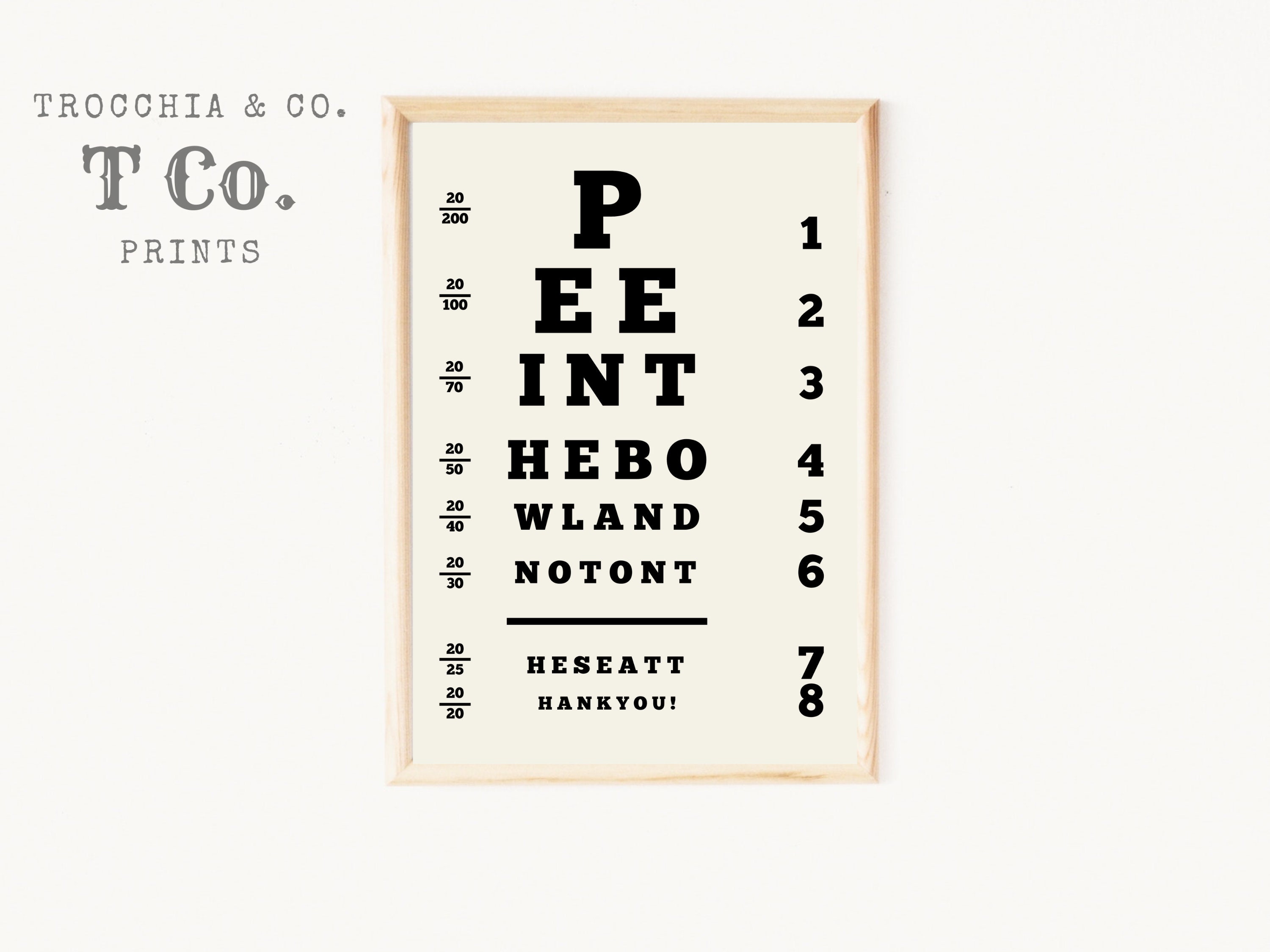 Snellen Eye Chart Print Funny Bathroom Decor Humorous Wall Art ...