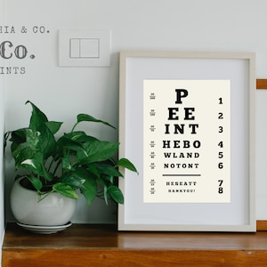Snellen Eye Chart Print Funny Bathroom Decor Humorous Wall Art ...