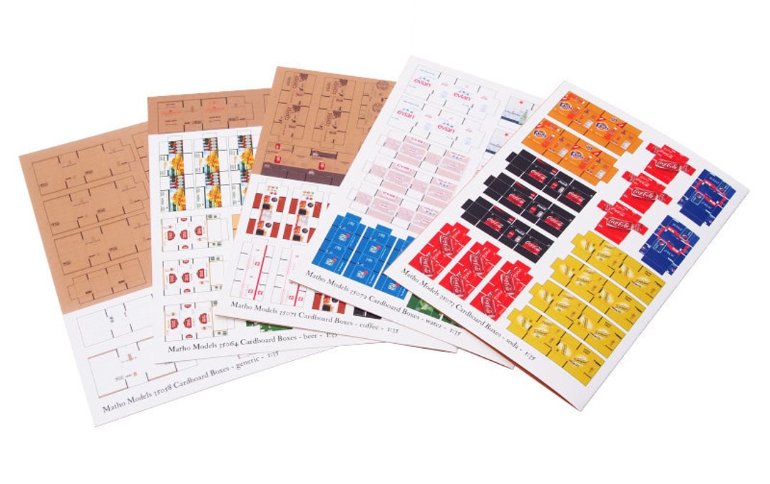 Cardboard Boxes BIG SET 1 5 Sheets 1:35 Scale Printed Paper matho ...