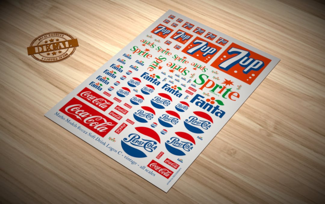 Soft Drink Logos C - Vintage - All Scales - Waterslide Decals (matho ...