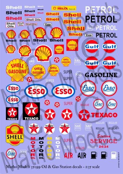 Oil & Gas Station Decals - 1:35 Scale - Waterslide Decals (matho Models ...