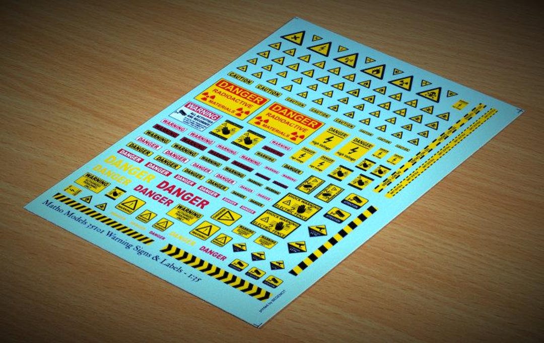 Warning Signs & Labels - 1:35 Scale - Waterslide Decals (matho Models ...