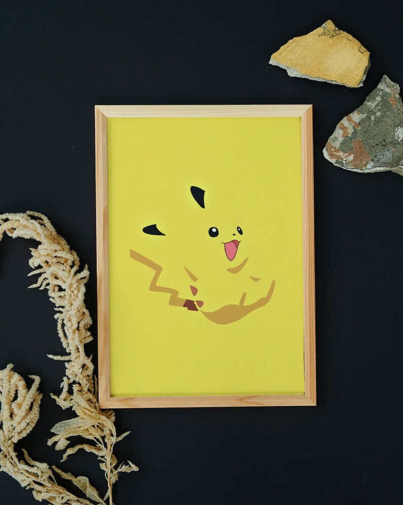 Pikachu Printable Minimalist Pikachu Poster, Birthday and Baby Shower ...