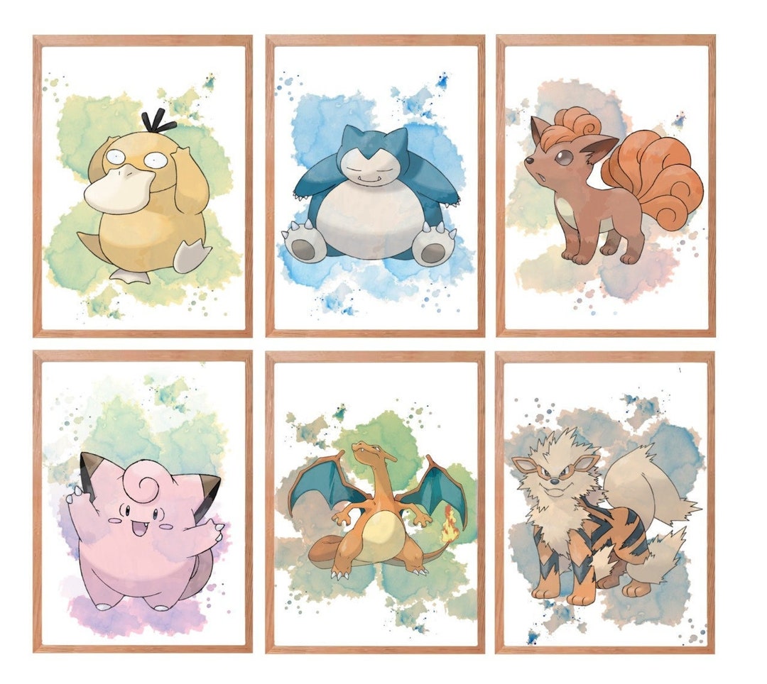 Pokemon Watercolour Digital Print, Pokemon Wall Art Poster Decor ...