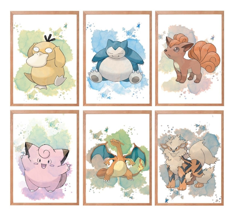 Pokemon Watercolour Digital Print, Pokemon Wall Art Poster Decor ...