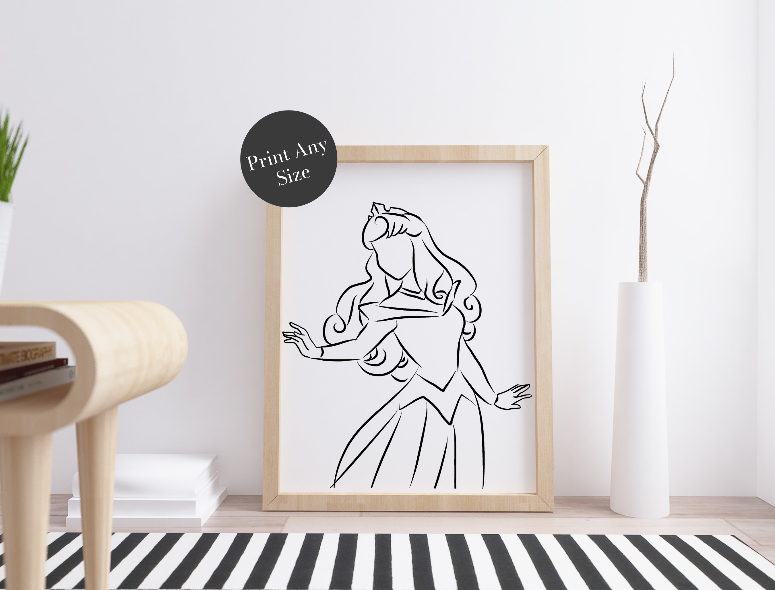 Princess Sleeping Beauty Aurora Printable Wall Art, Children Nursery ...