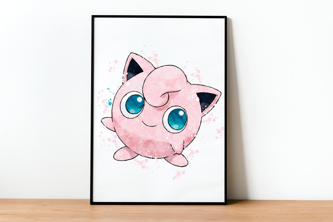 Jigglypuff Pokemon Digital Art Printable Illustration, Bedroom Nursery ...