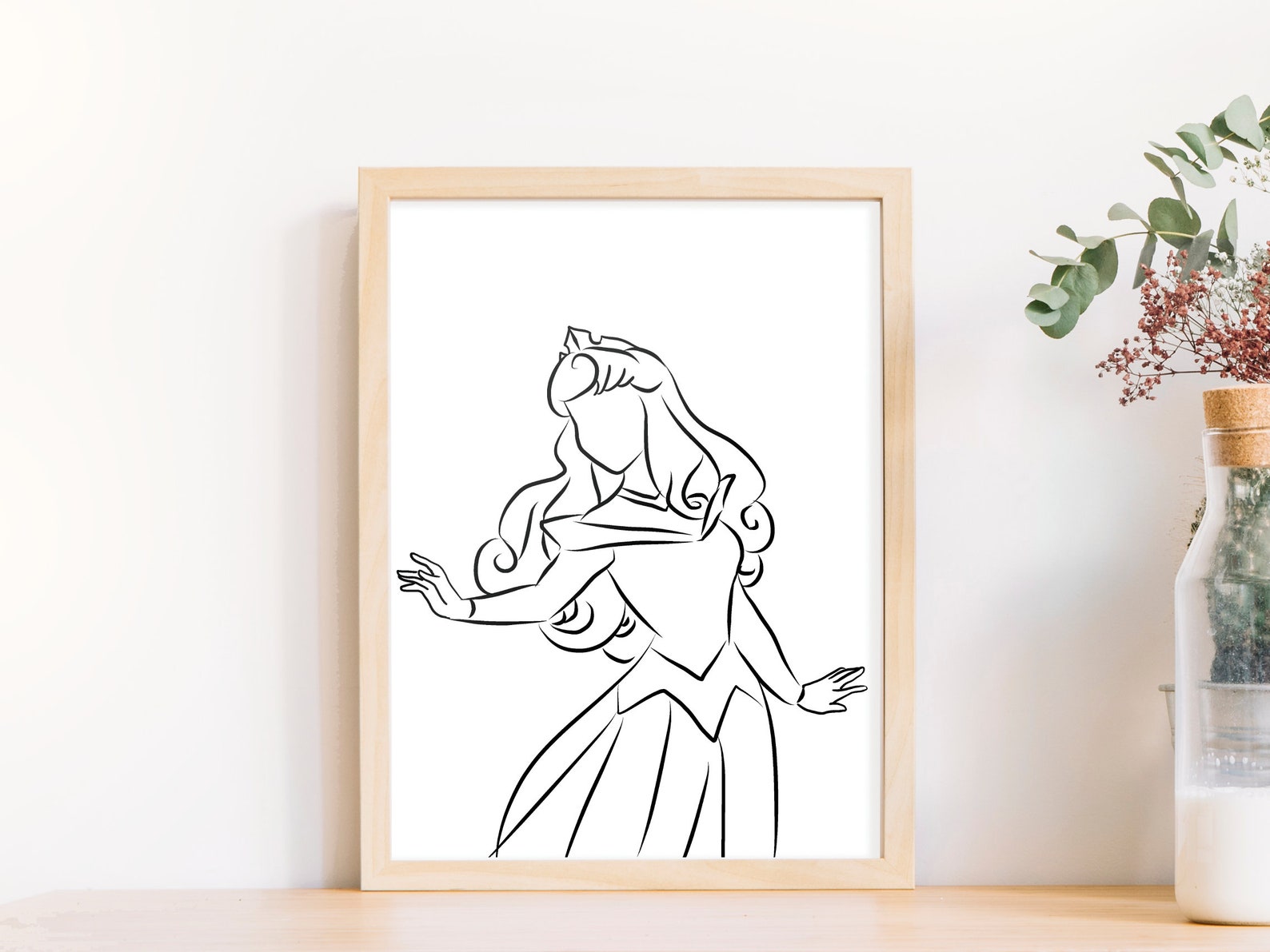 Princess Sleeping Beauty Aurora Printable Wall Art, Children Nursery ...