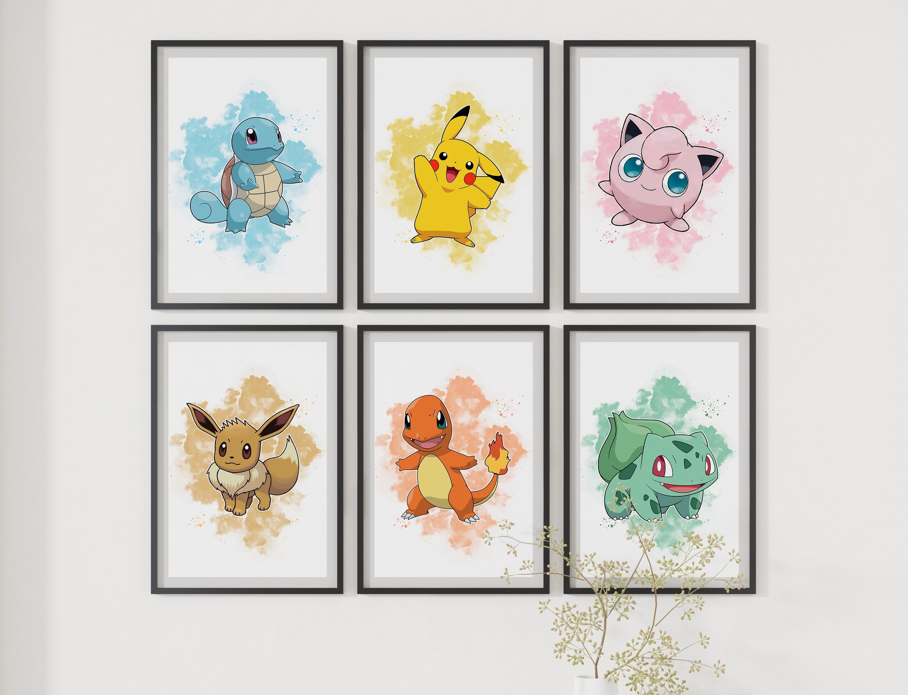 A Set of 6 Pokemon Digital Art Print Kids Bedroom Nursery Gift Idea ...