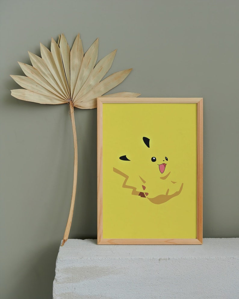 Pikachu Printable Minimalist Pikachu Poster Birthday and Baby - Etsy