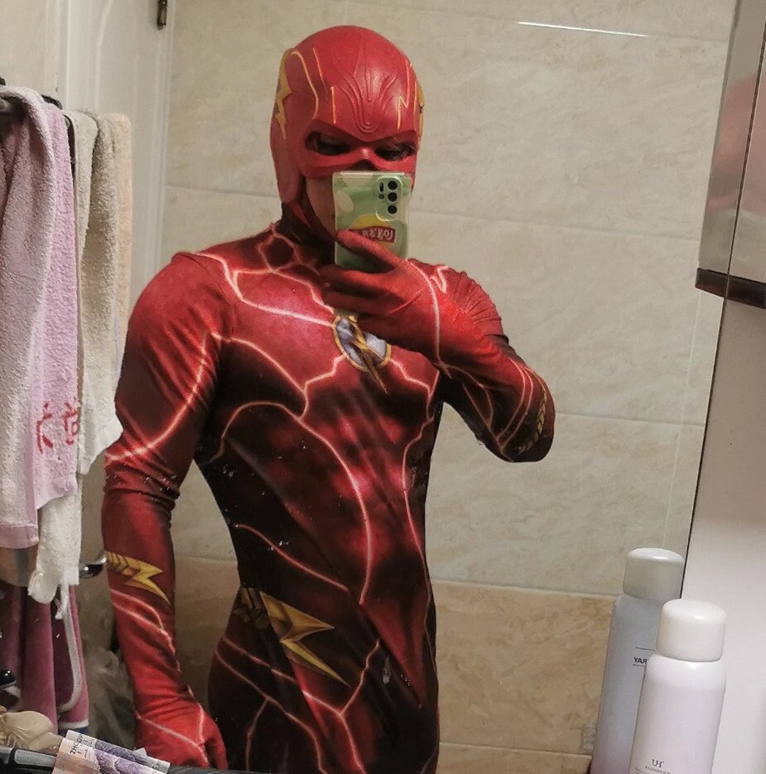 Latex Flash Helmet Latex Red Flash Masks Halloween Party Prop - Etsy