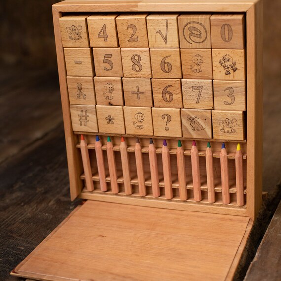 Wooden Learning Cubes and Box With Handmade Pens Gift for - Etsy
