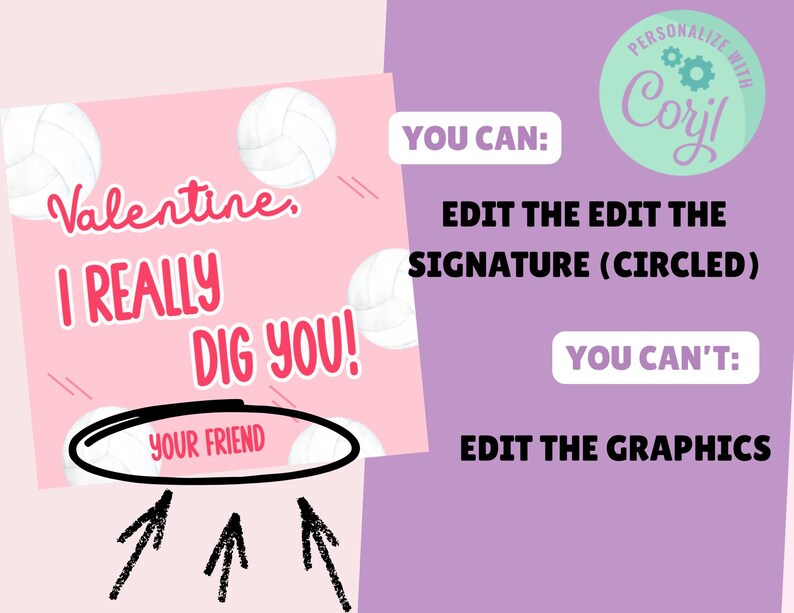 Volleyball Club Team Valentine's Gift Tag, Team Printable Editable ...