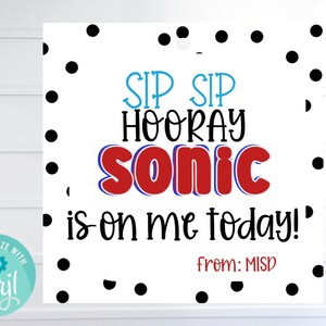 Sip Sip Hooray Sonic Drink Gift Tag Sticker, Business Marketing Tag ...