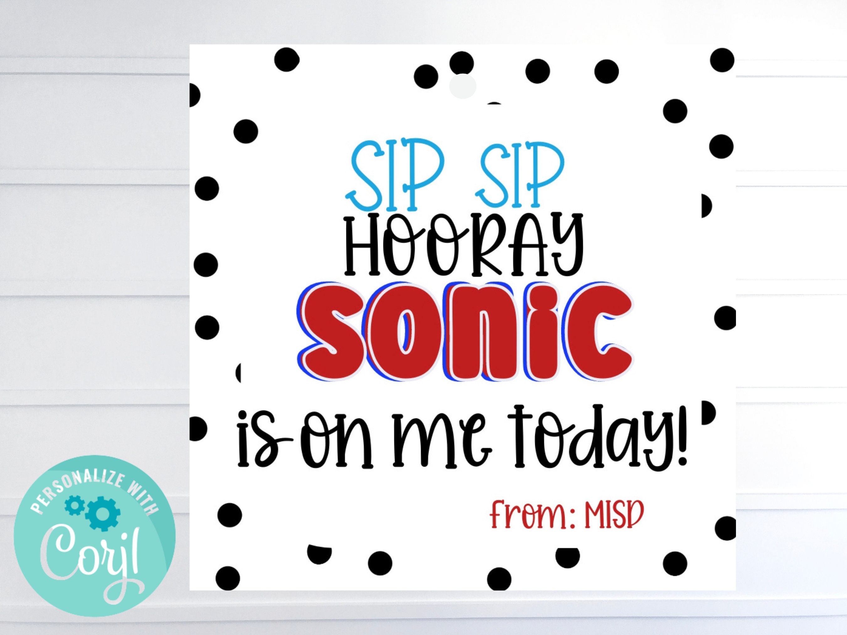 Sip Sip Hooray Sonic Drink Gift Tag Sticker, Business Marketing Tag ...